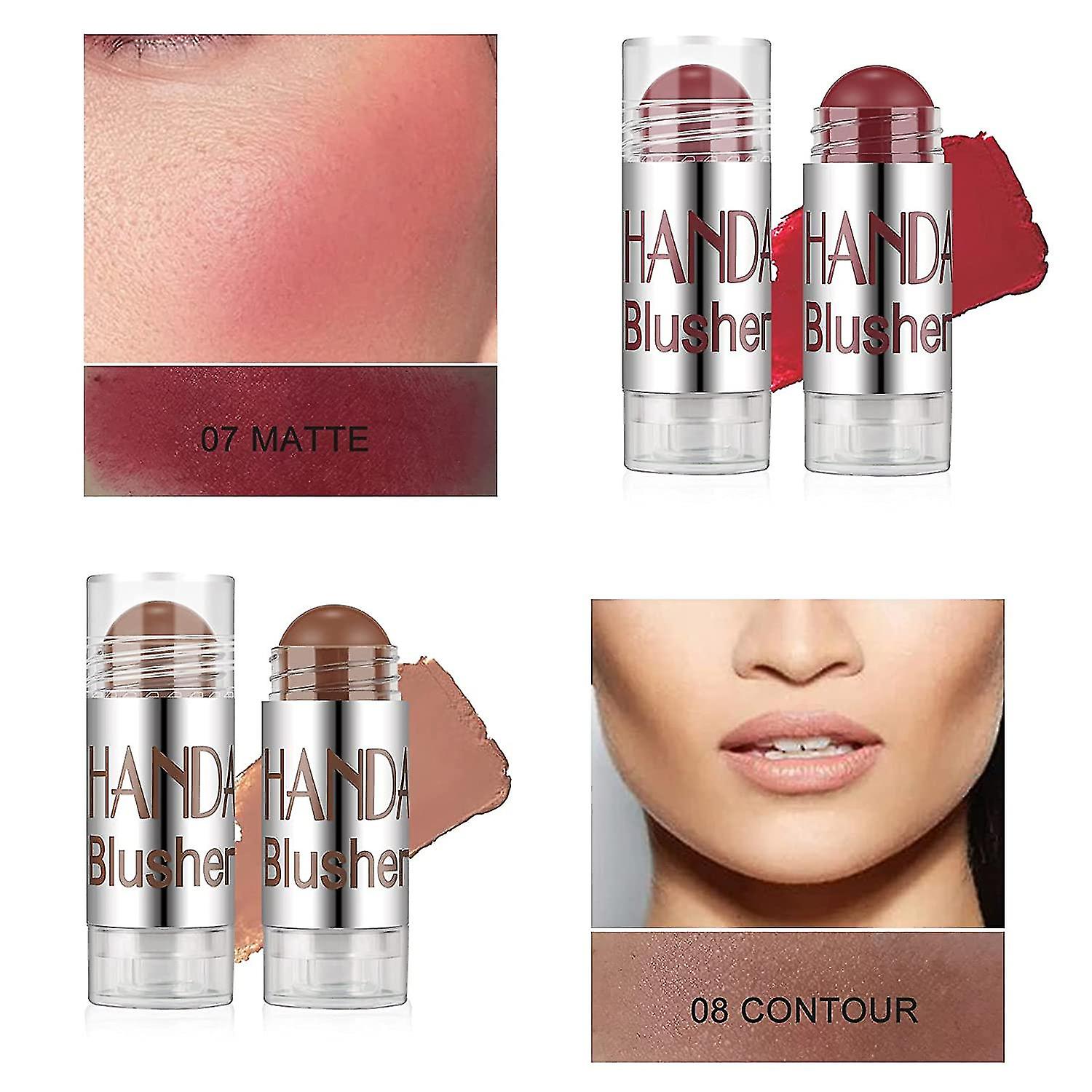4 Colors Face Blush Stick,matte Soft Blush Stick Makeup,long Lasting ...