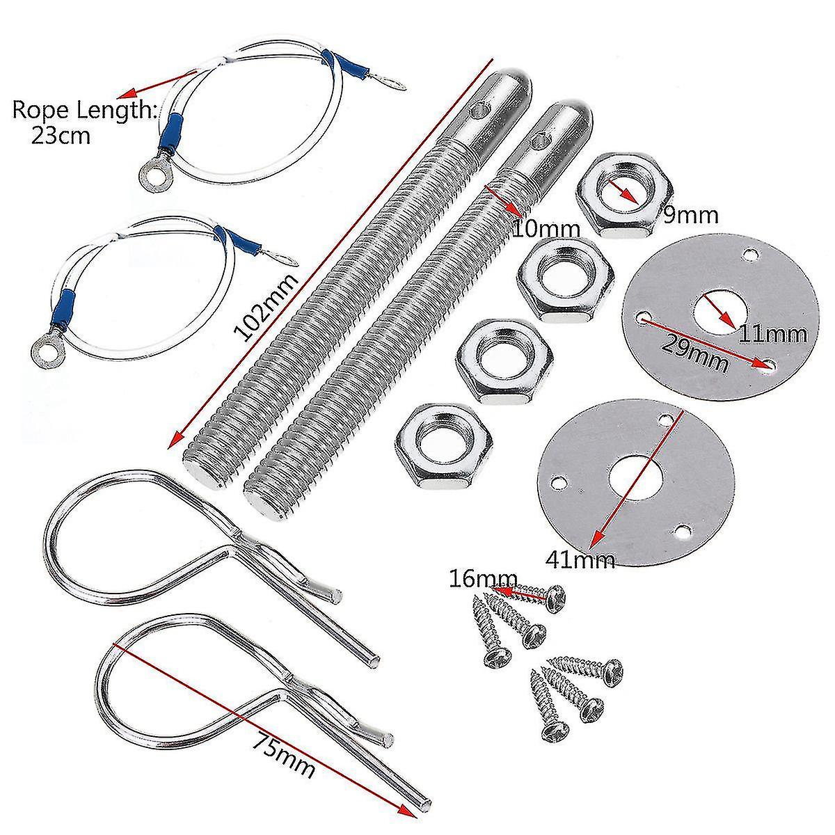 Universal Mount Bonnet Hood Pin Lock Latch Kit Racing Sport Car Alloy ...