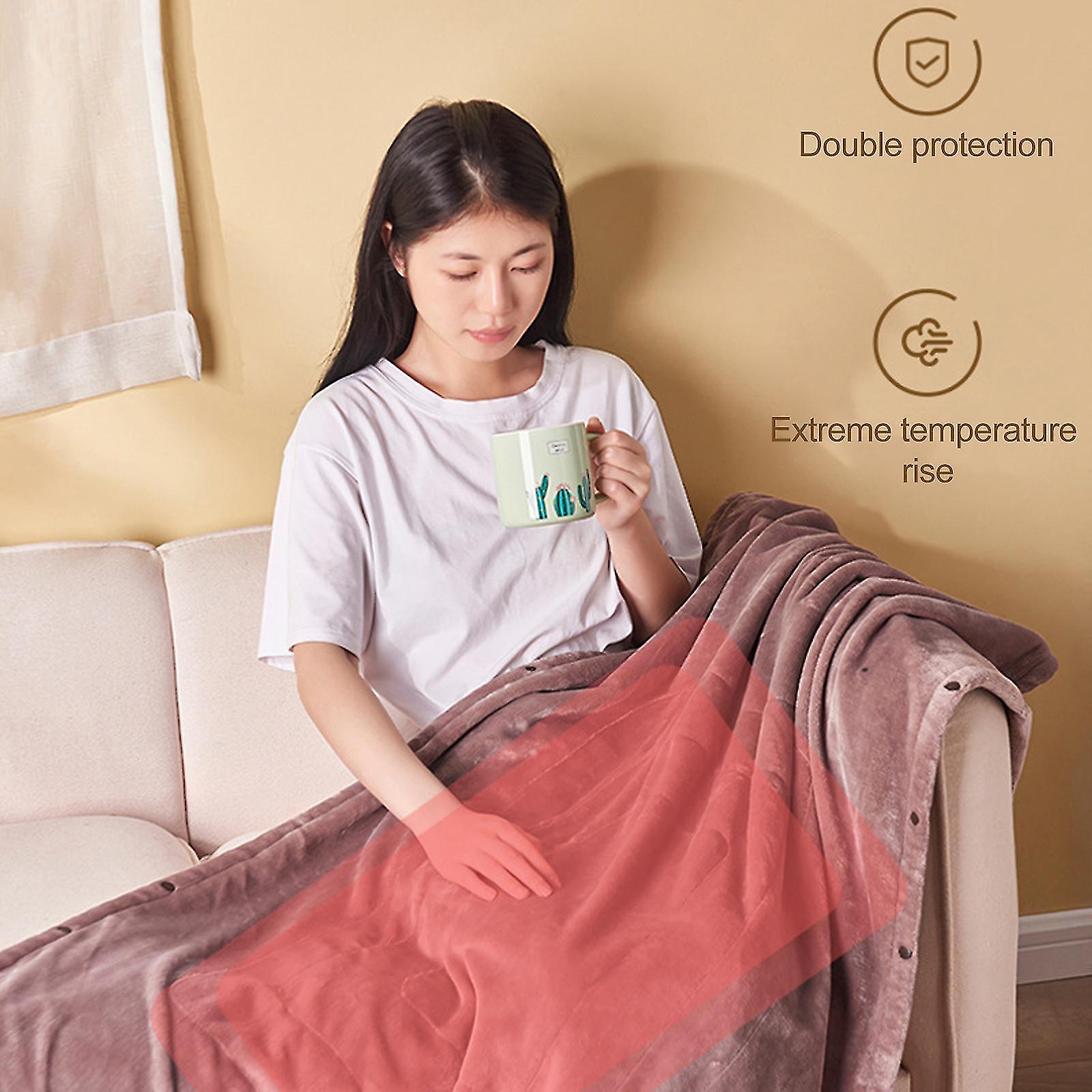 Usb Rechargeable Electric Heated Blanket - Cozy Flannel Fabric With ...
