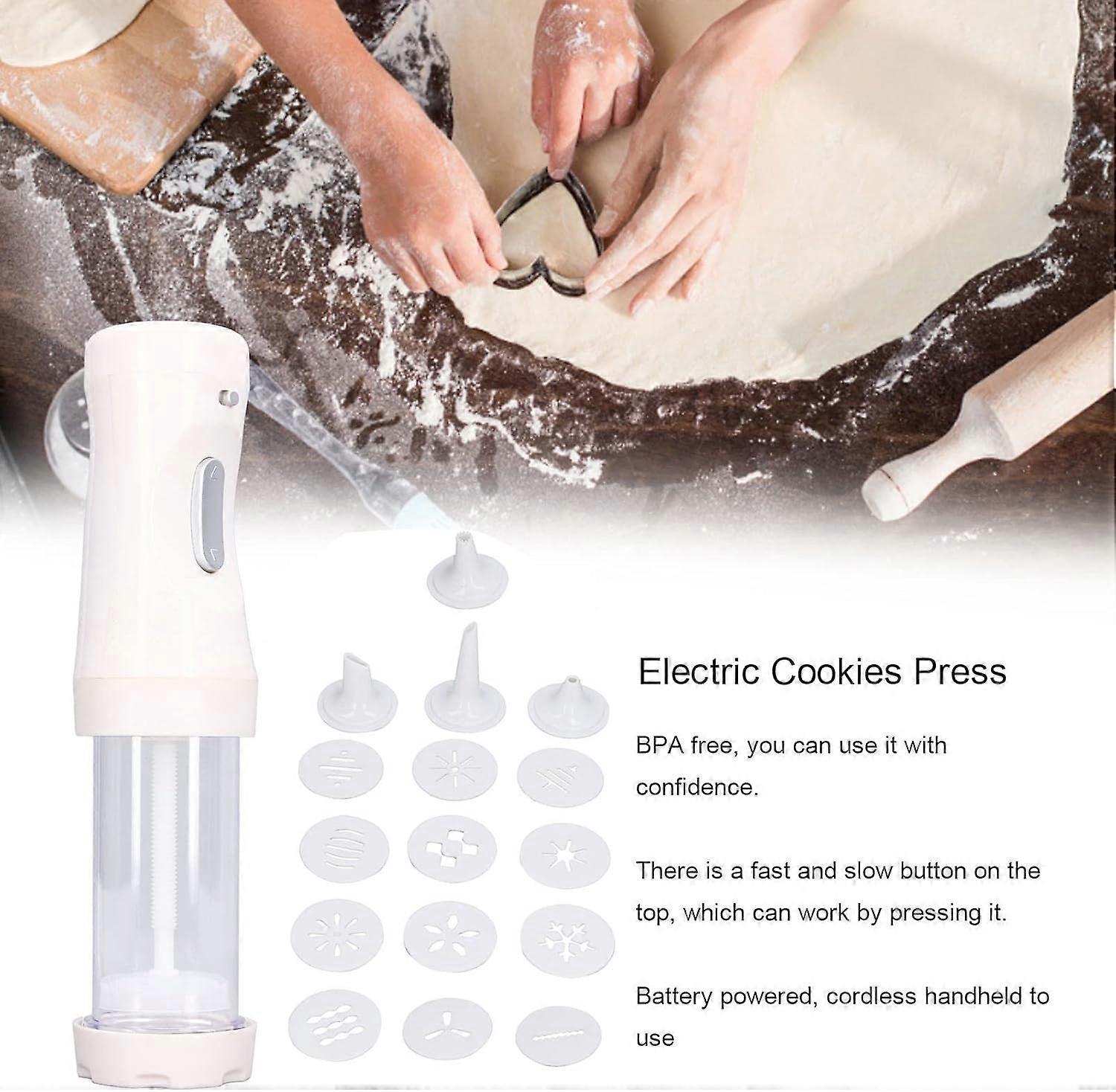Cookie Press Gun Kit, Electric Cookies Maker Tool with Discs for Diy ...