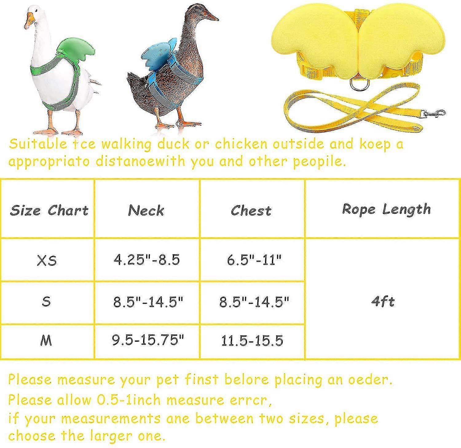 4 Pieces Pet Duck Outside Walking Harness Leash, Hen Chickens Harness ...