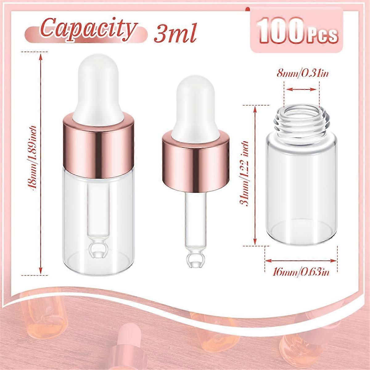 100Pcs Mini Glass Dropper Bottle Clear Essential Oil Dropper Bottles ...