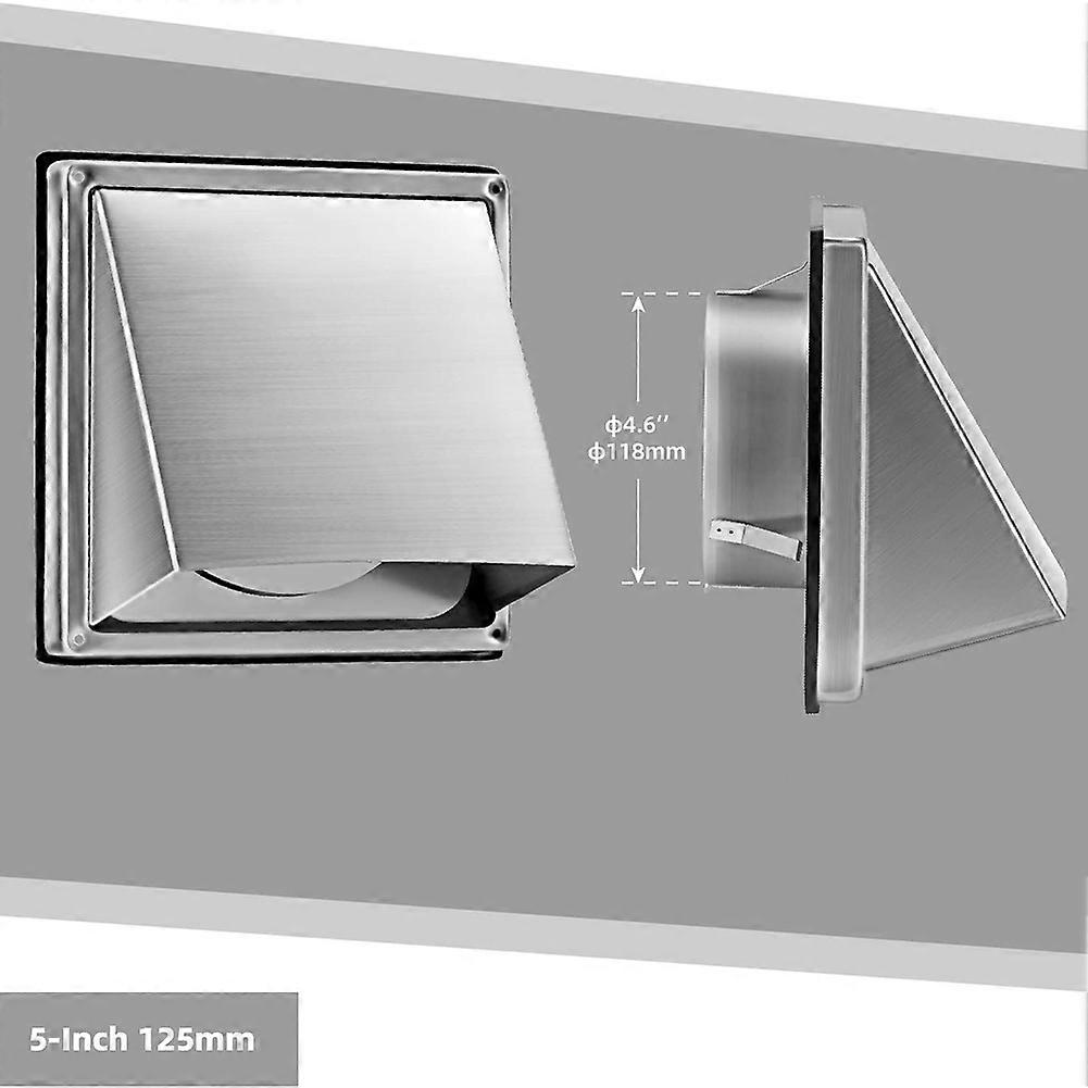 5-Inch External Extractor Wall Vent Cushioned Non Return Flap ...