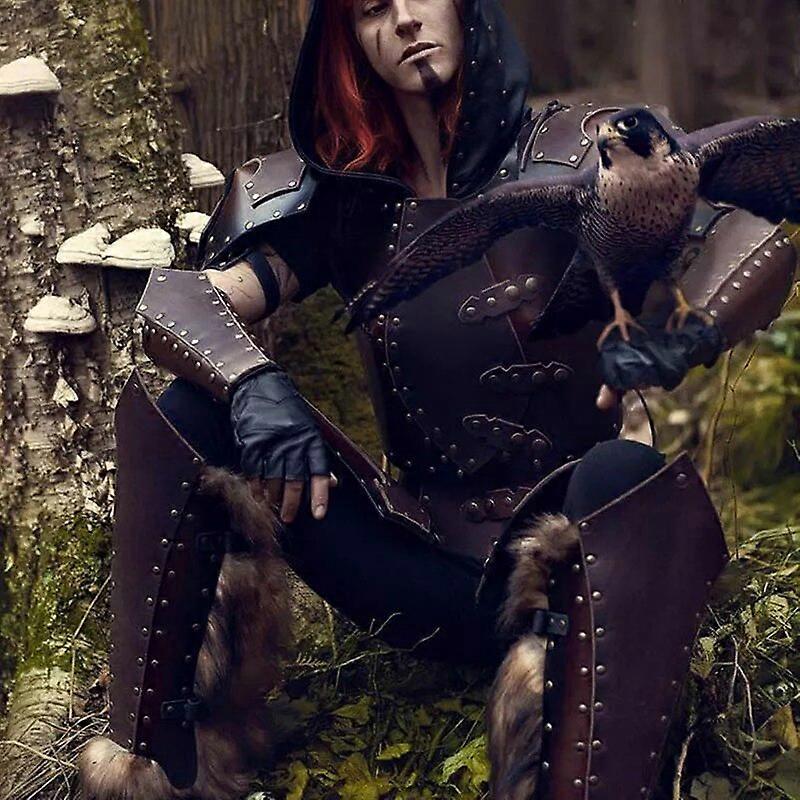 Medieval Viking Knight Leather Gaiters Steampunk Leg Armor Half Chaps ...