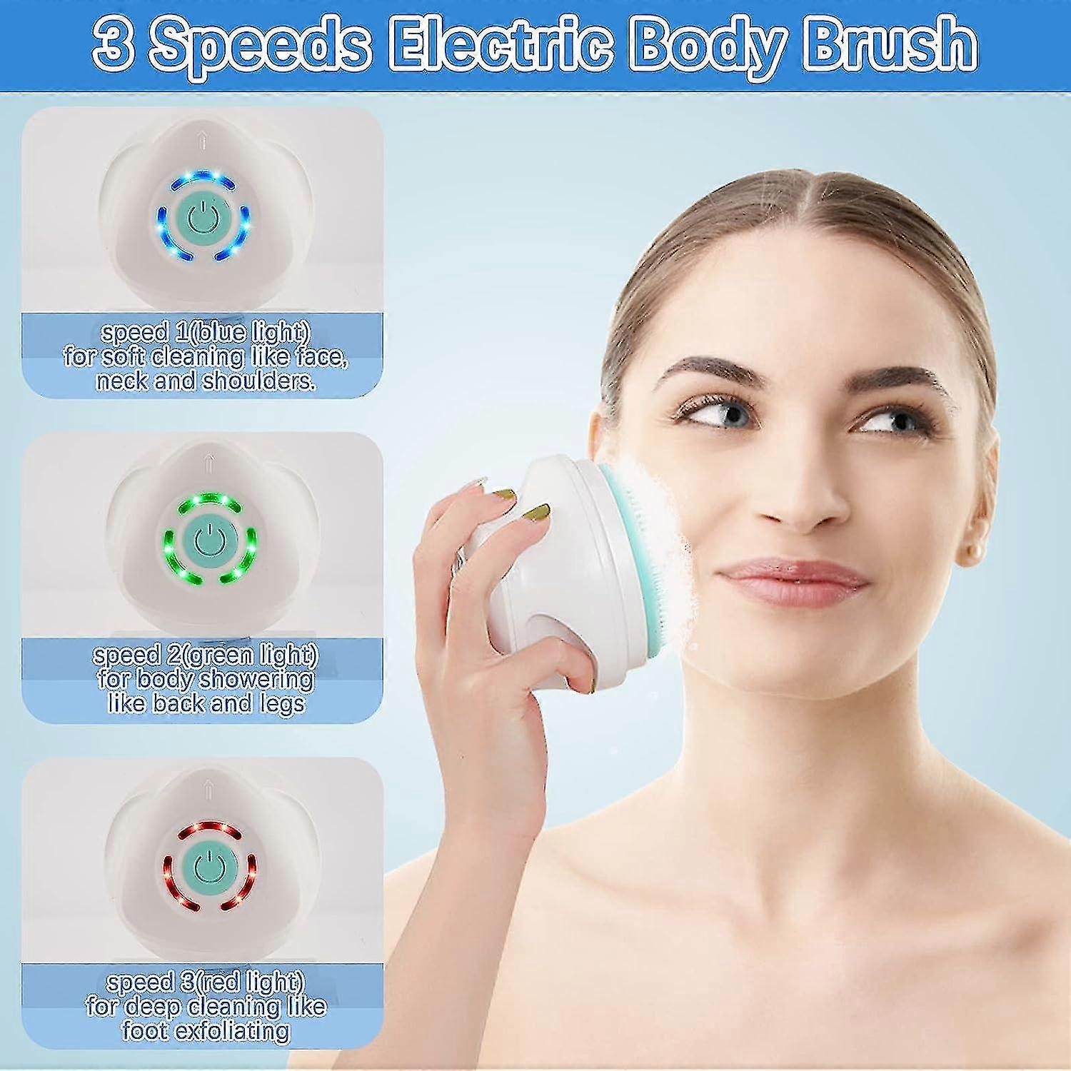 Electric Body Brush Shower, 5 In 1 Massage Exfoliating Scrubber, Soft ...