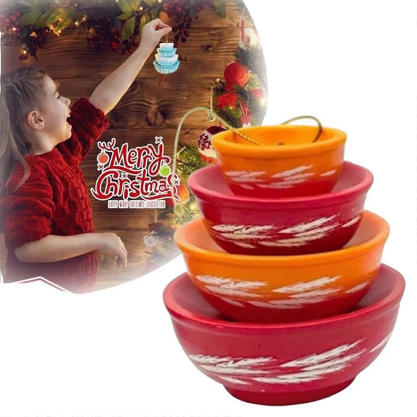 Miniature Pyrex Bowl Stack Ornament Christmas Butterprint Durable Resin ...