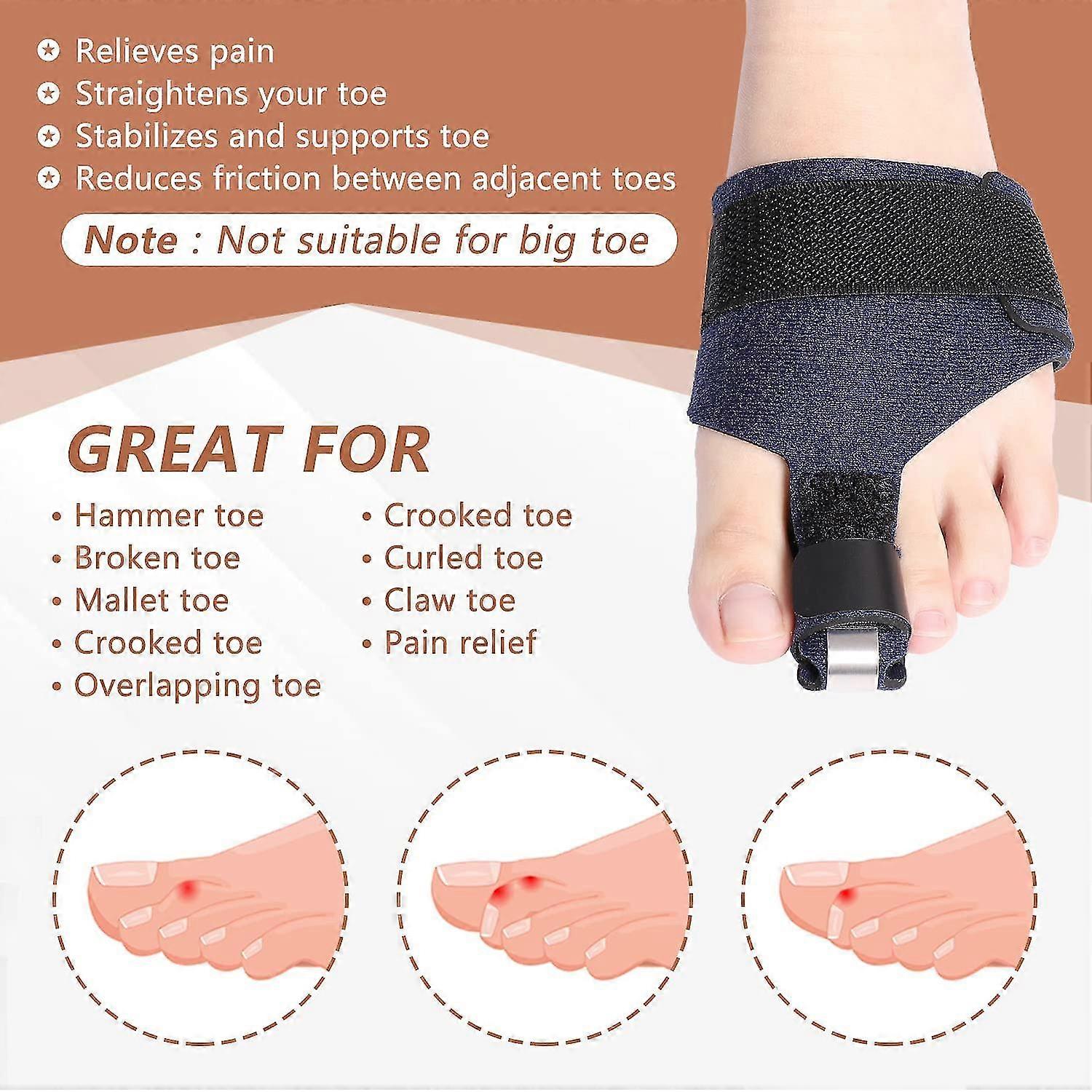 Toe Splint, Toe Straightener Hammer Toe Corrector, Toe Brace Support ...