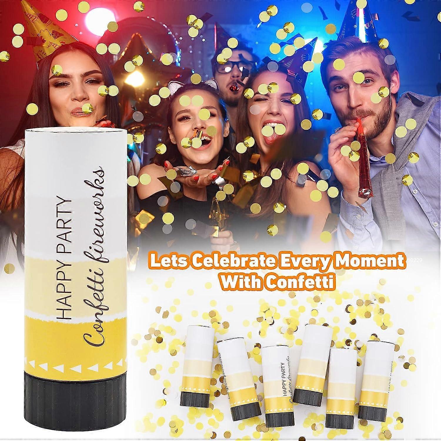 Confetti Cannons 6 Pcs Party Popper Confetti Shooter Biodegradable Confetti Birthday Confetti ...