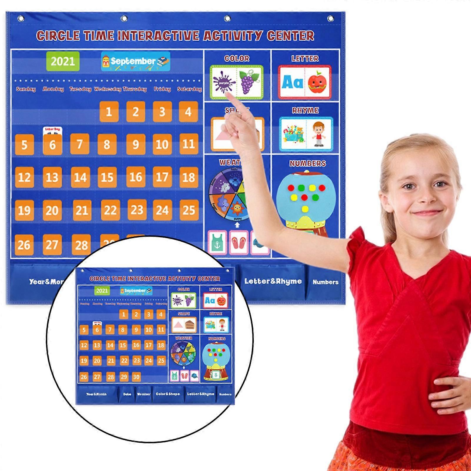 Children Calendar & Weather Pocket Chart for Kids Color Shape Matching ...