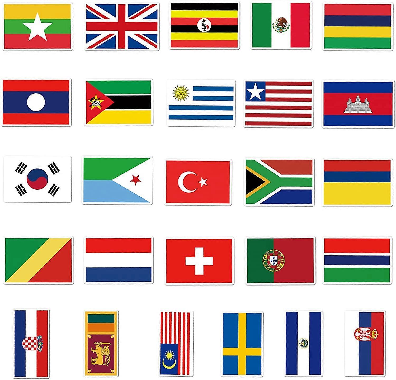 World Flags Stickers Pack of 100-Country Flag in Map Pattern Stickers ...