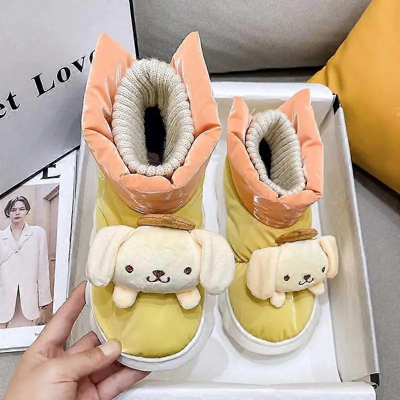 Kawaii Sanrio Snow Boots Cute My Melody Kuromi Cinnamoroll Thickened Soft and Keep Warm Student ...