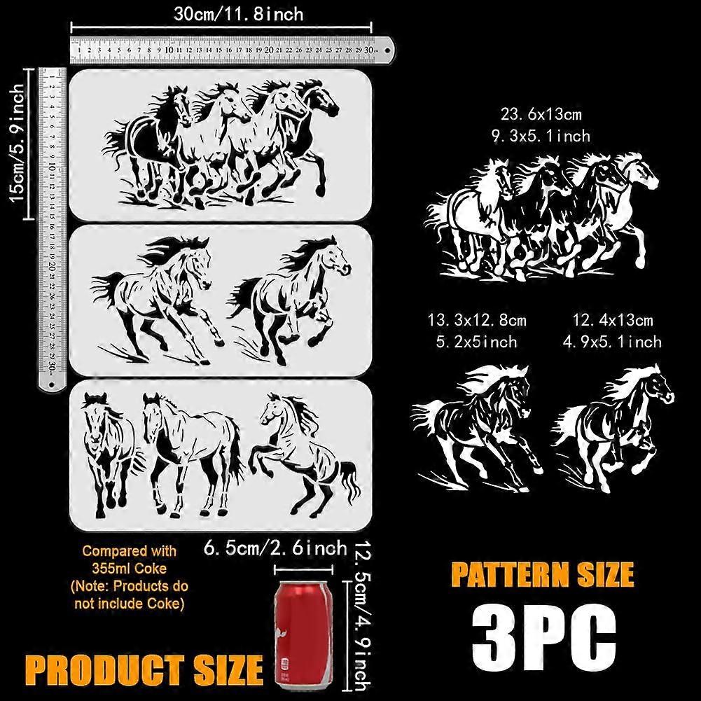 3Pcs Horse Border Stencil 11.8x5.9inch Running Horse Stencil Walking ...