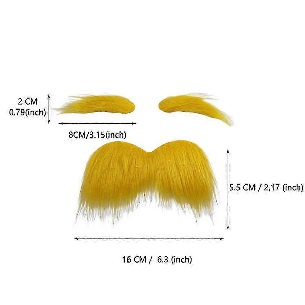 Funny Yellow Gentleman's Mustache Eyebrows - 3-piece Self-adhesive ...