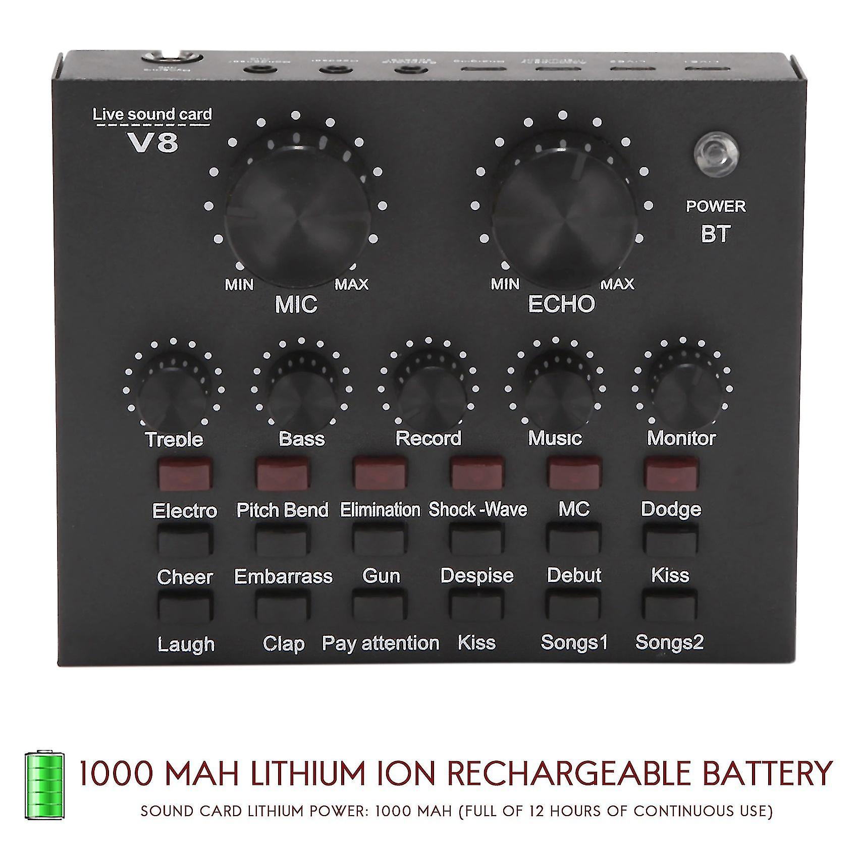 V8 Sound Card Audio Set Interface External Usb Live Microphone Sound ...