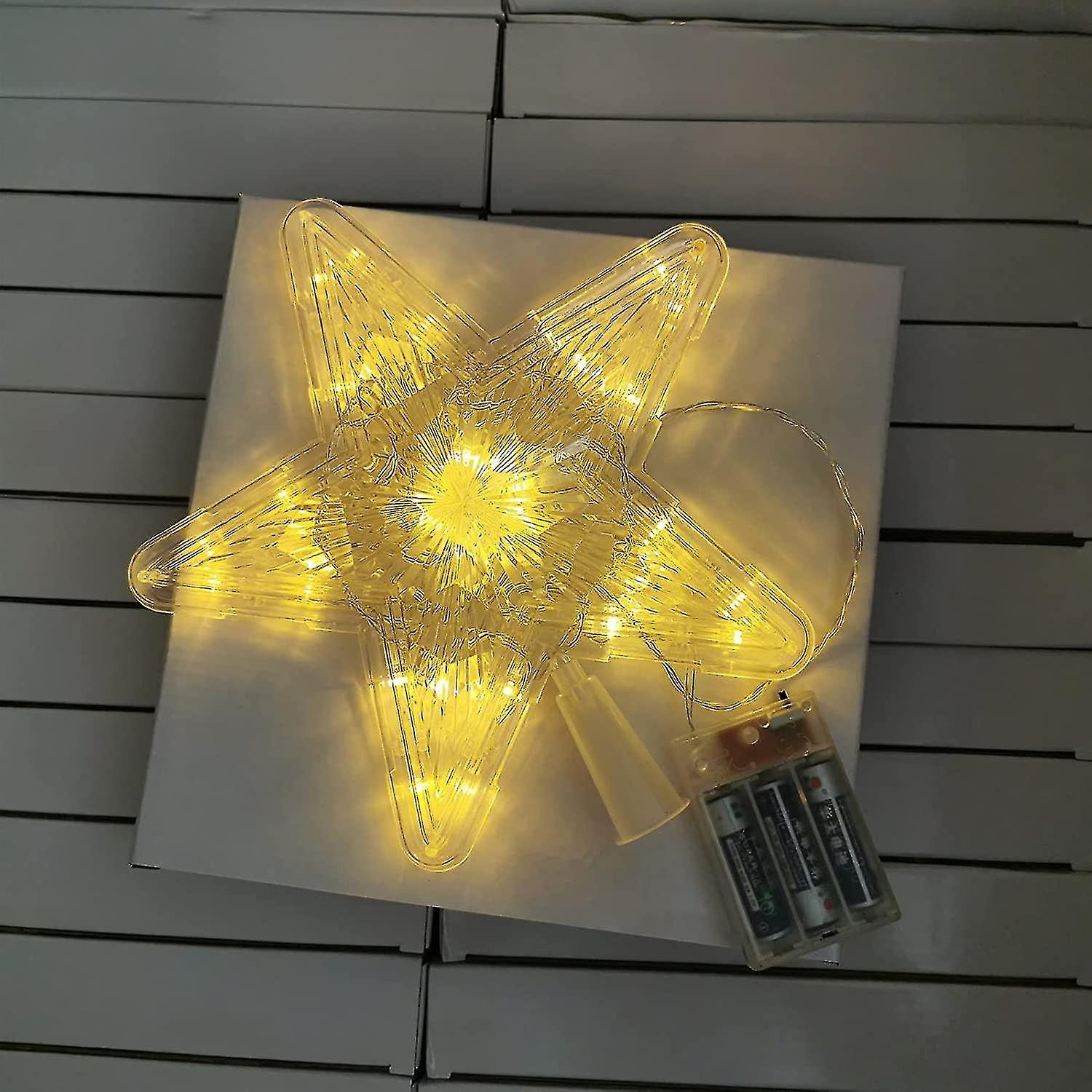 2pcs Christmas Tree Topper Star With Warm White Led Light,star Tree ...