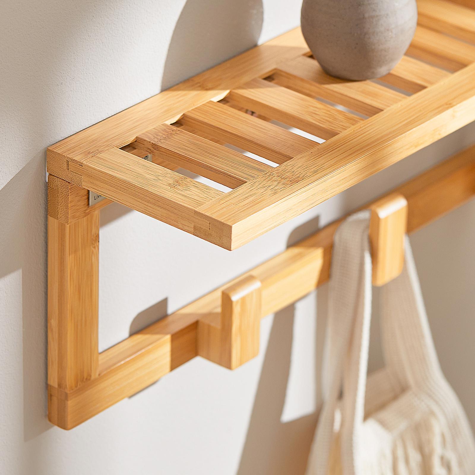 SoBuy Bamboe Wand kapstok plank met 6 haken, FHK06-N | Fruugo BE