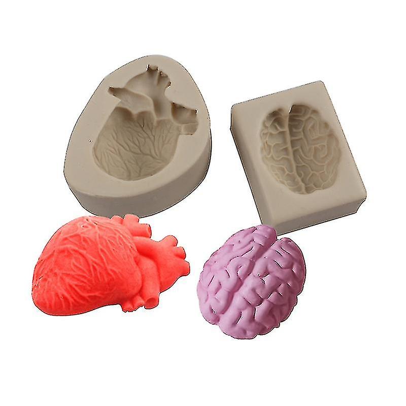 Diy Halloween Simulation Human Organ Silicone Molds 3d Heart And Brain ...