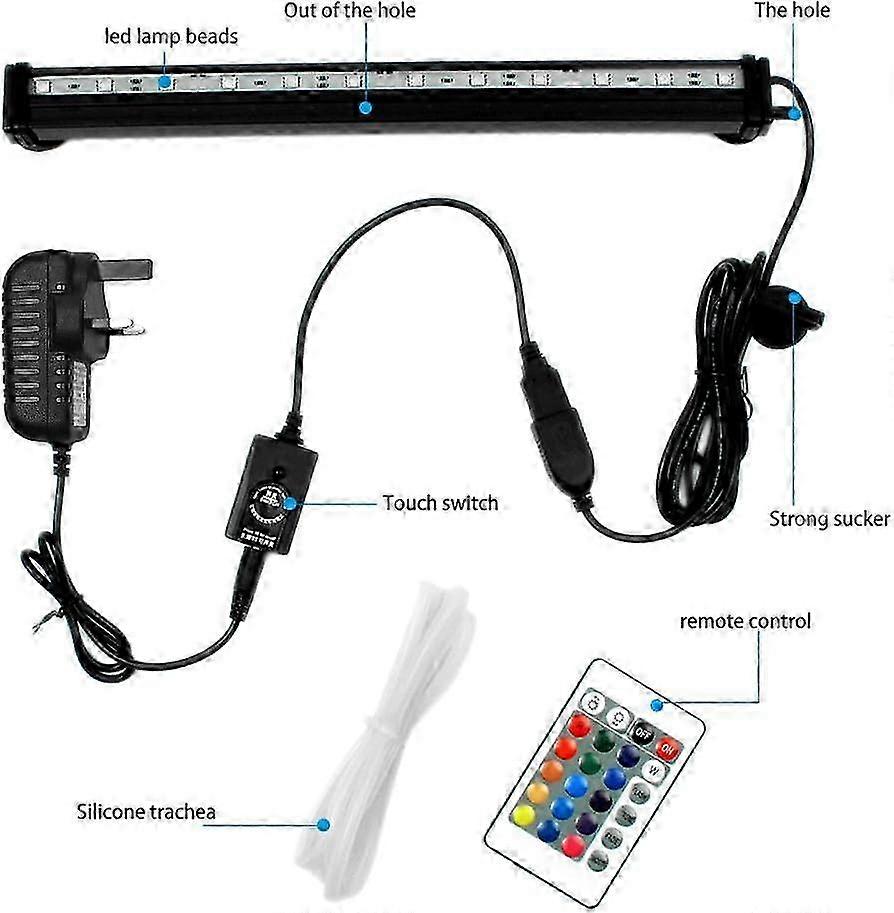 Waterproof Aquarium Light with Remote Control 5050 LED Color Changing Aquarium Light with 24-Tec ...