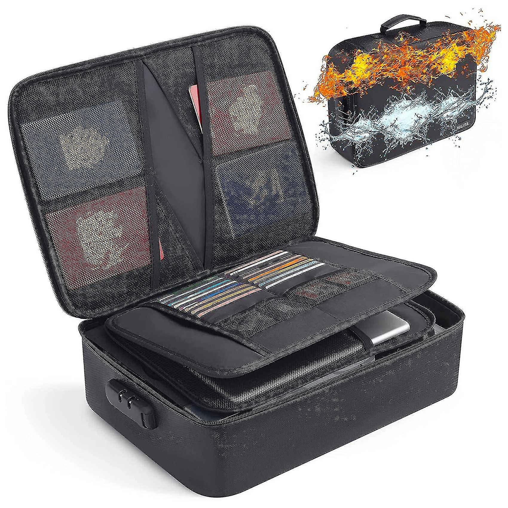 Fireproof Waterproof File Bag With Lock Home Office Travel Fireproof ...