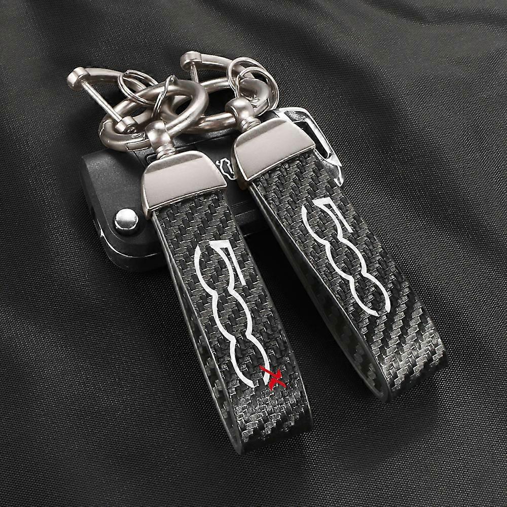 Car Carbon Fiber Pattern PU Leather Keychain For Fiat 500 500C 2012 ...