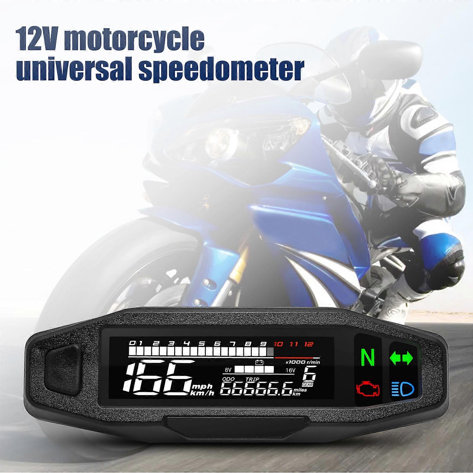 A Universal Digital Motorcycle Meter Speedometer LCD Digital Odometer ...