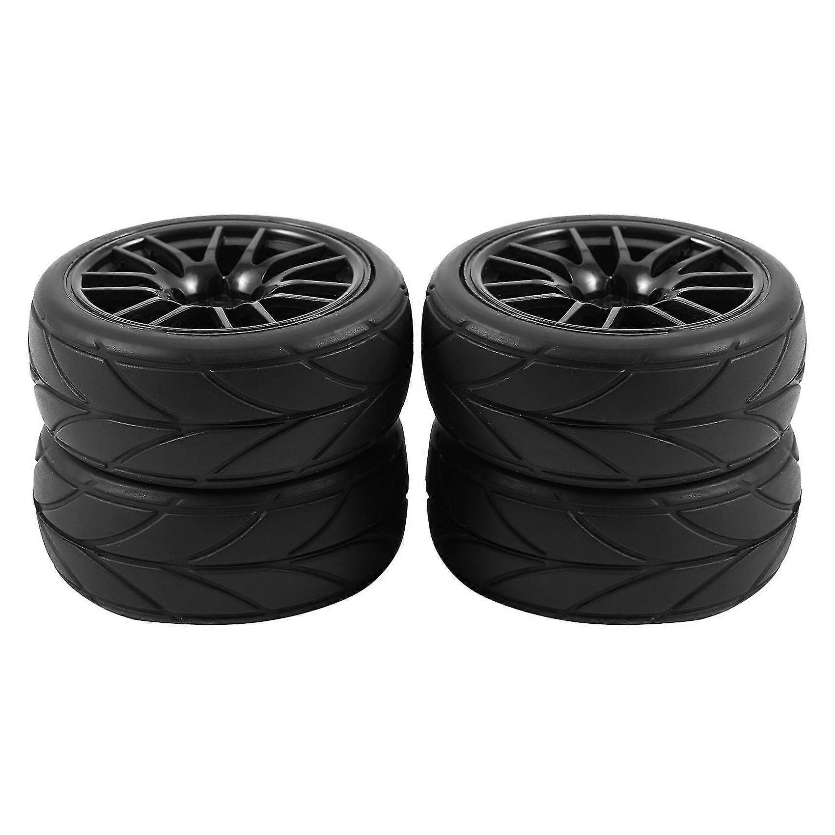 4pcs 1/10 Rubber Tire Rc Car Tires On Road Wheel Rim Fit For 9068-6081 ...