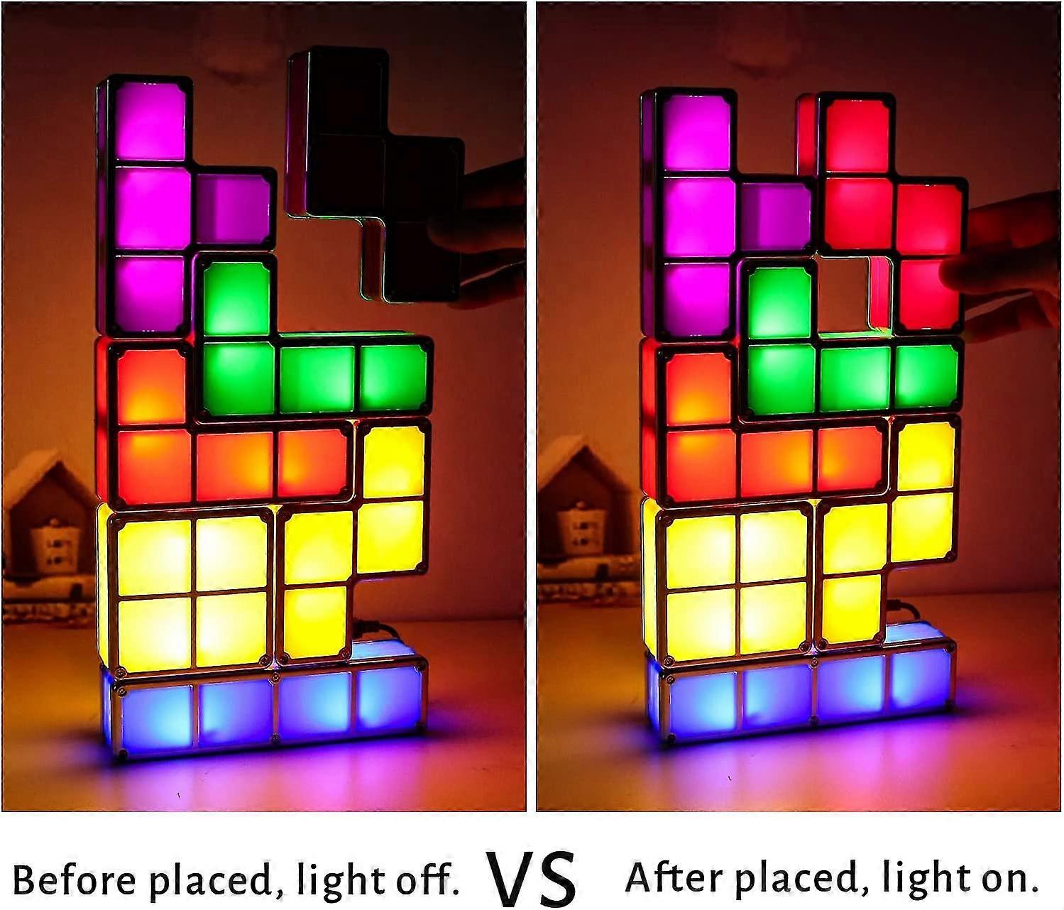 Tetris Stackable Night Light, 7 Pcs Diy Led 7 Colors 3d Puzzles ...