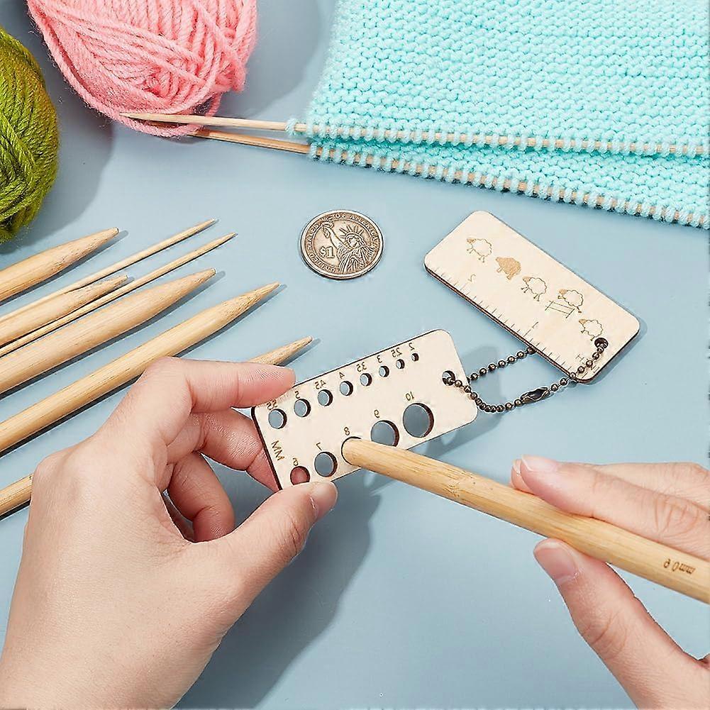 Wood Knitting Needle Gauge and Ruler Wood Crochet Hook Ruler Rectangle ...