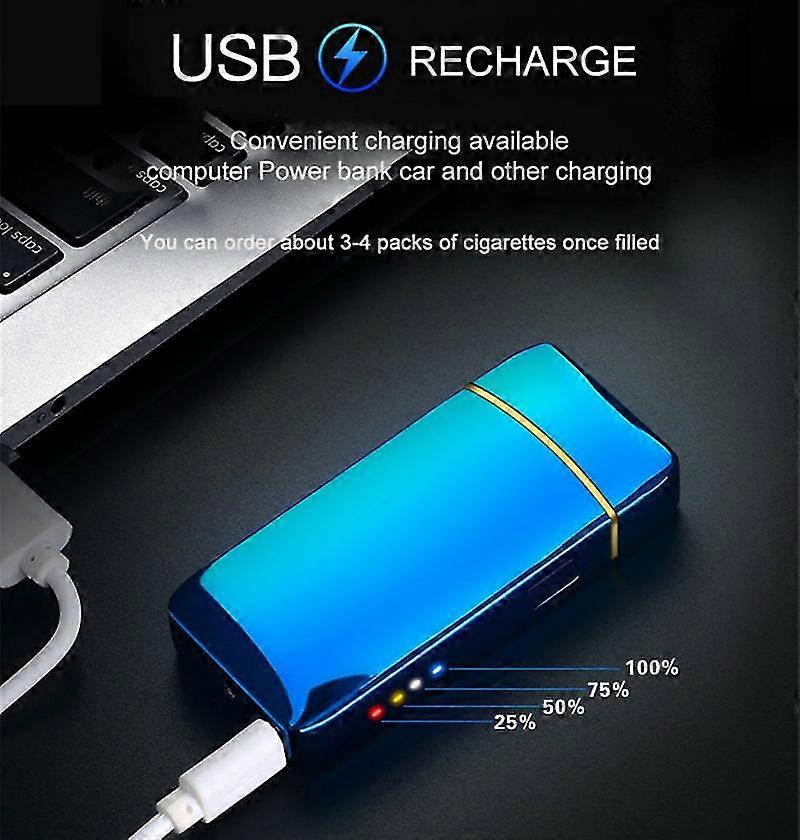 Windproof Metal Flameless Electric Lighter Dual Arc Plasma Usb Lighter ...