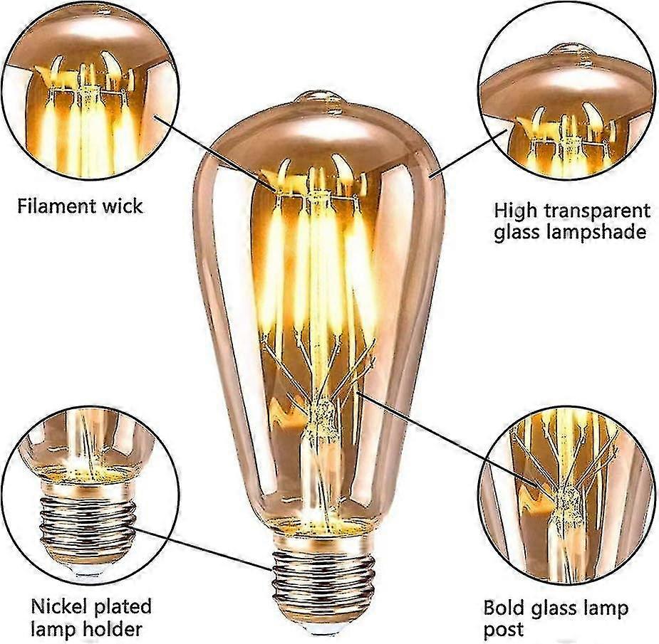 E27 Retro Light Bulbs, 6 Pieces, Led E27 St64 Decorative Light Retro ...