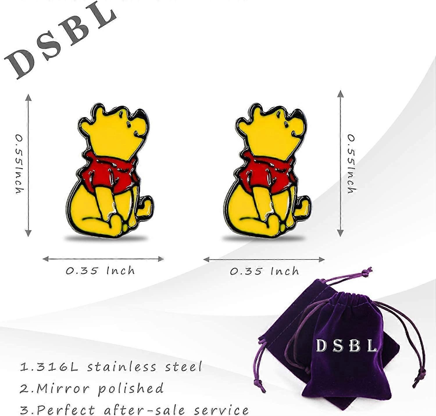 Winnie The Pooh Earrings Cartoon Pooh Ear Stud Winnie The Pooh Bear ...