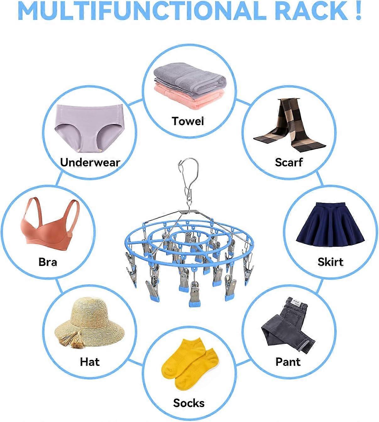 Clothes Drying Rack,Stainless Steel Laundry Drip Hanger with 24 Clips ...