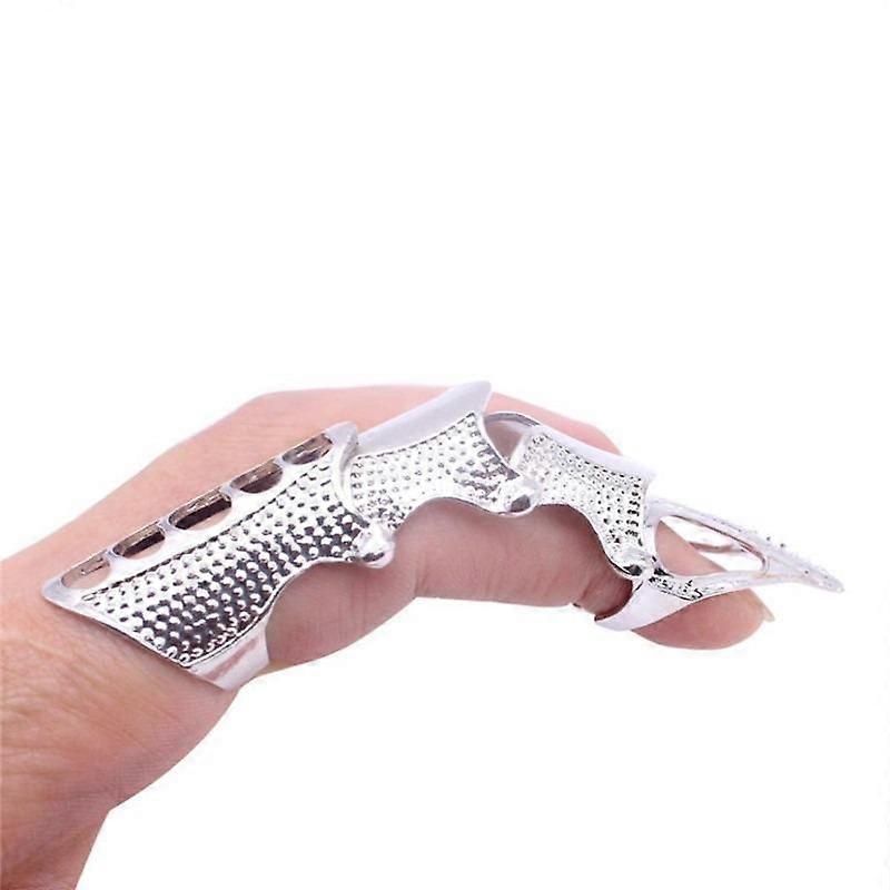 Gothic Punk Ring Rock Scroll Joint Armor Knuckle Metal Full Finger Claw ...