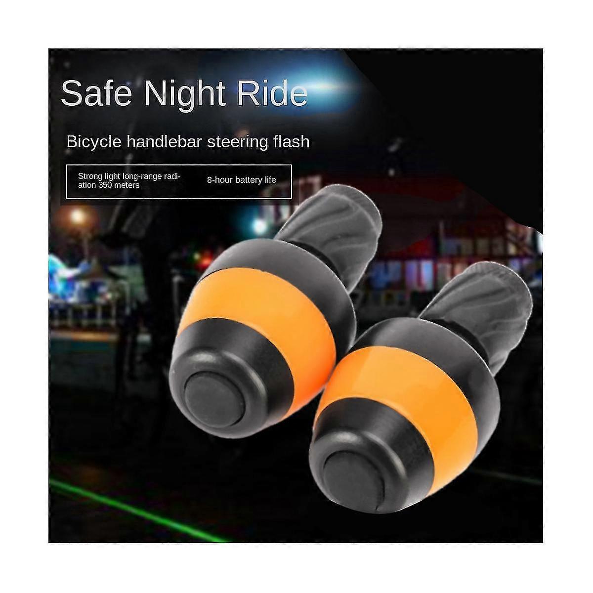 2pcs Bicycle Hand Grip End Plugs Turn Signal Light Waterproof Handlebar ...