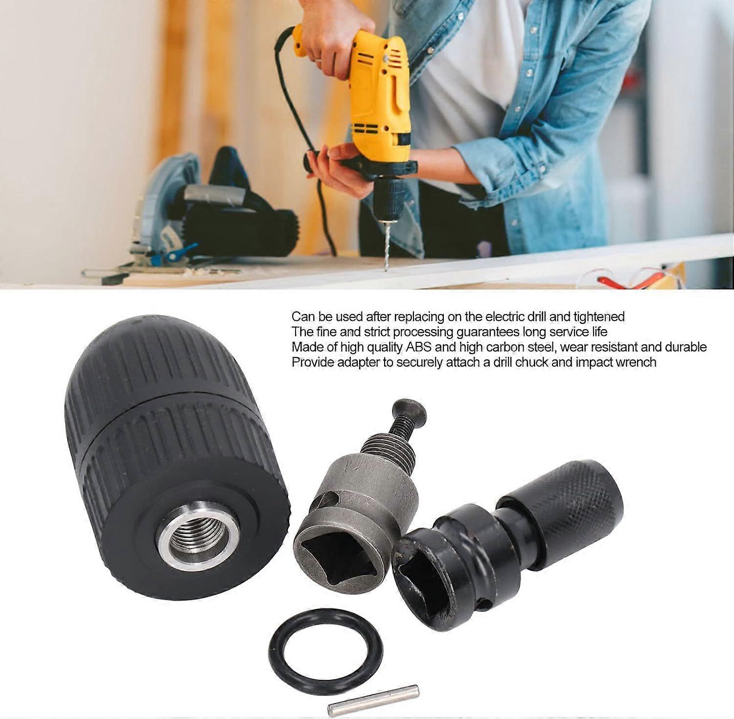 Drill Chuck, Self Tightening Drill Chuck for Electric Keyless Impact ...