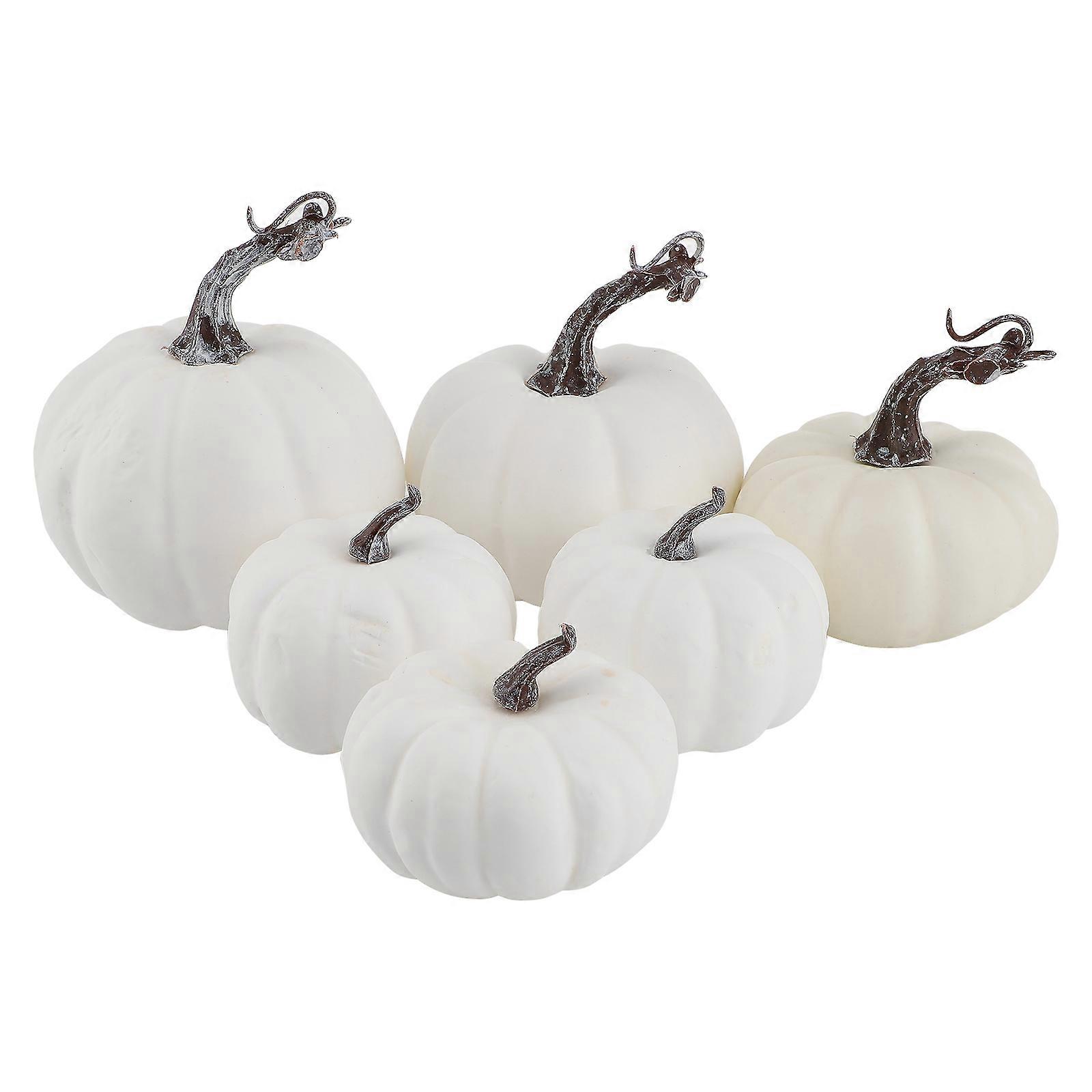 6 Pieces Artificial White Pumpkins, Various Sizes Imitation Country ...