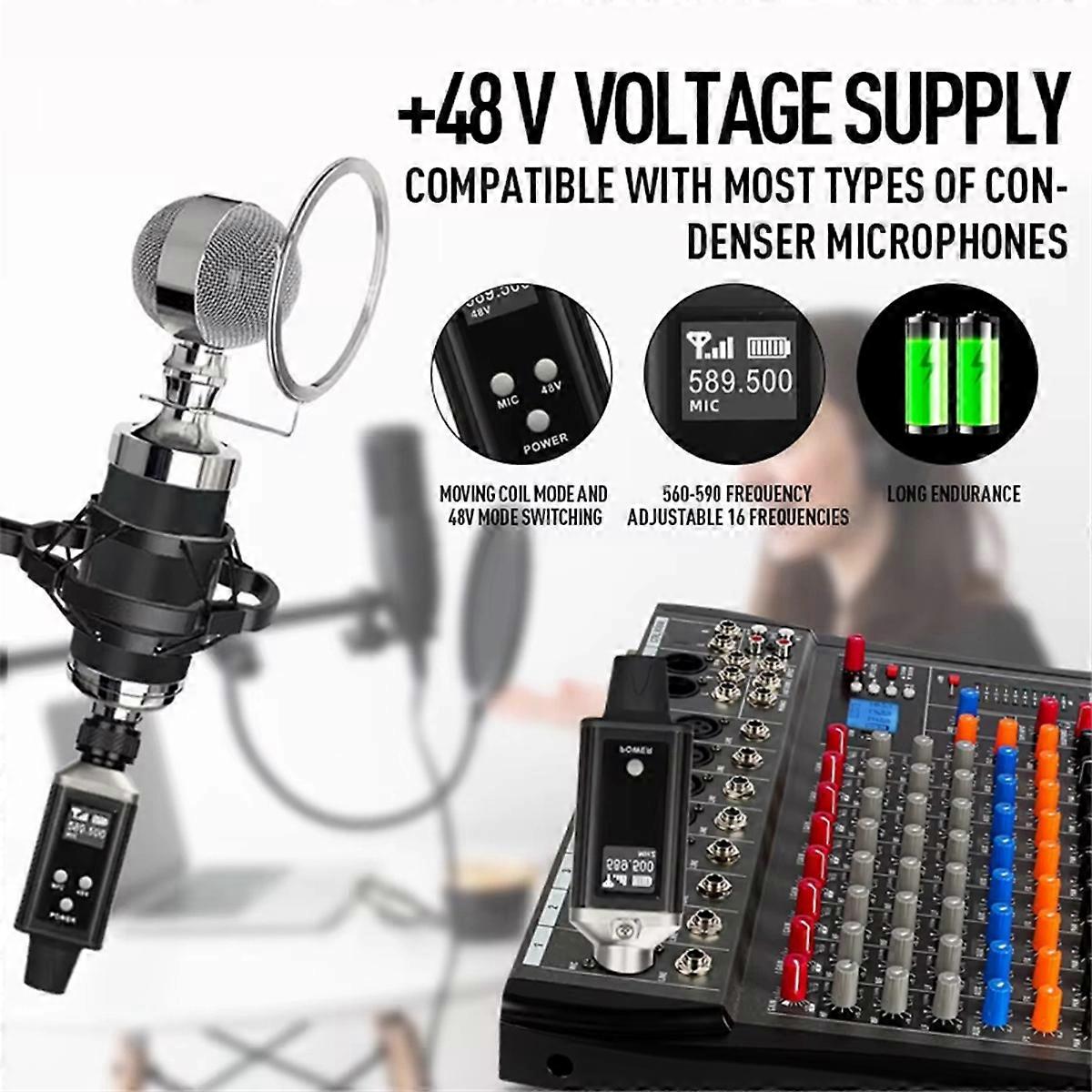 UHF Wireless mission Adapter for XLR Mic Audio mitter and Receiver for ...