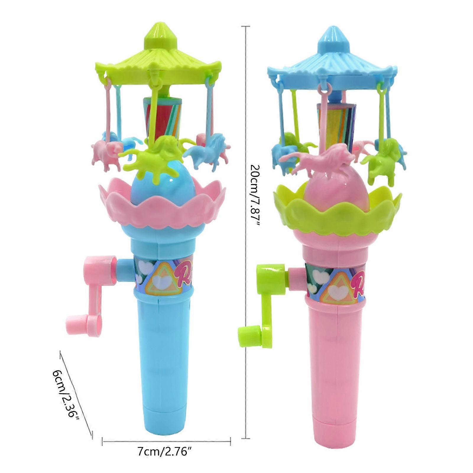 Novelty Hand Crank Carousel Toy with Colorful Animal Pendants Merry-Go ...