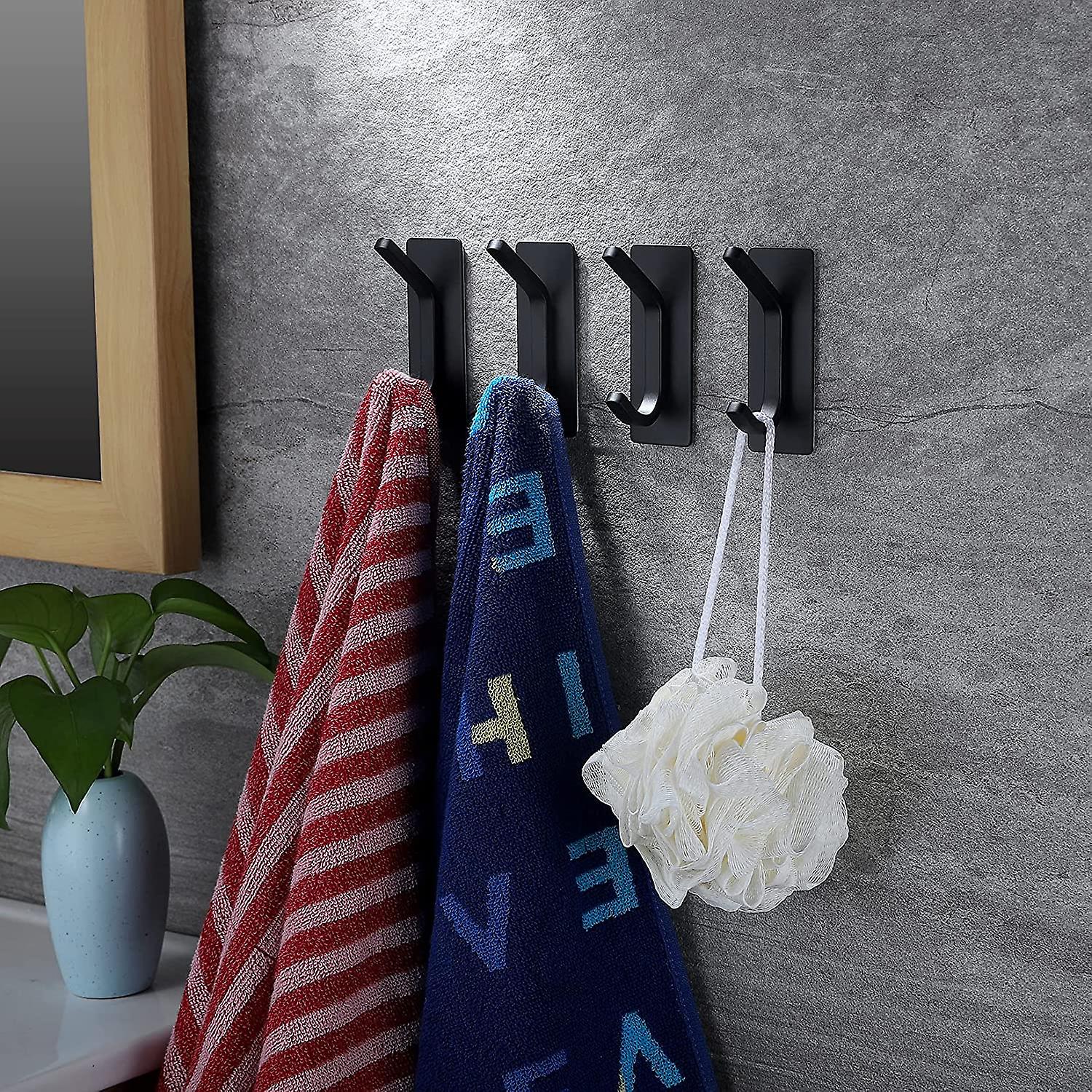 Badrum Robe Hooks Handdukskrokar / självhäftande krokar - Svarta ...