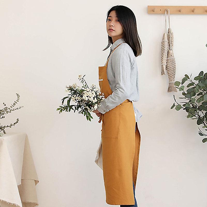 Lapa Simple Apron Apron Fashionable Olive Green Cotton Linen Cute Apron ...