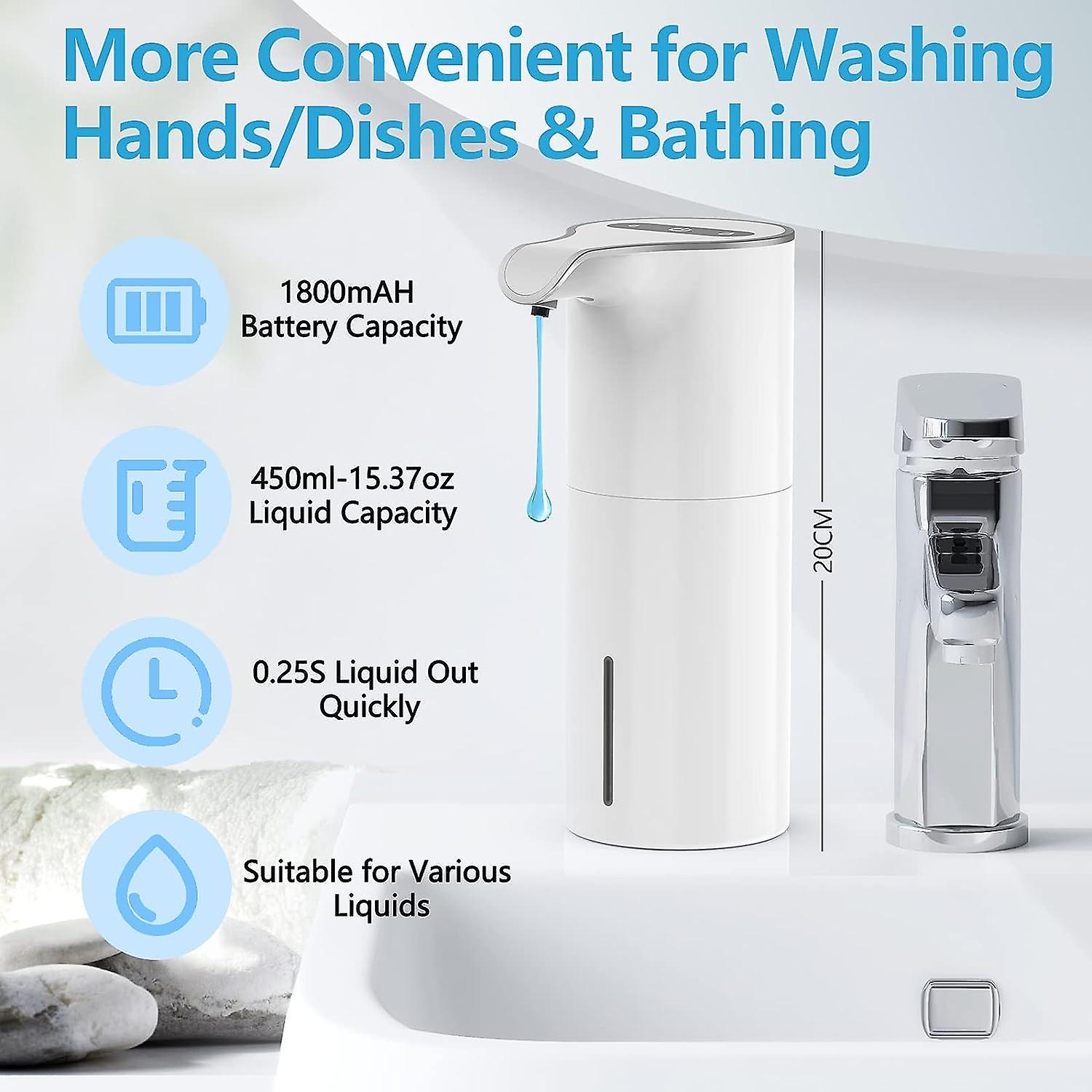 Automatic Liquid Soap Dispenser, 15.37 Oz/450ml Soap Dispenser ...