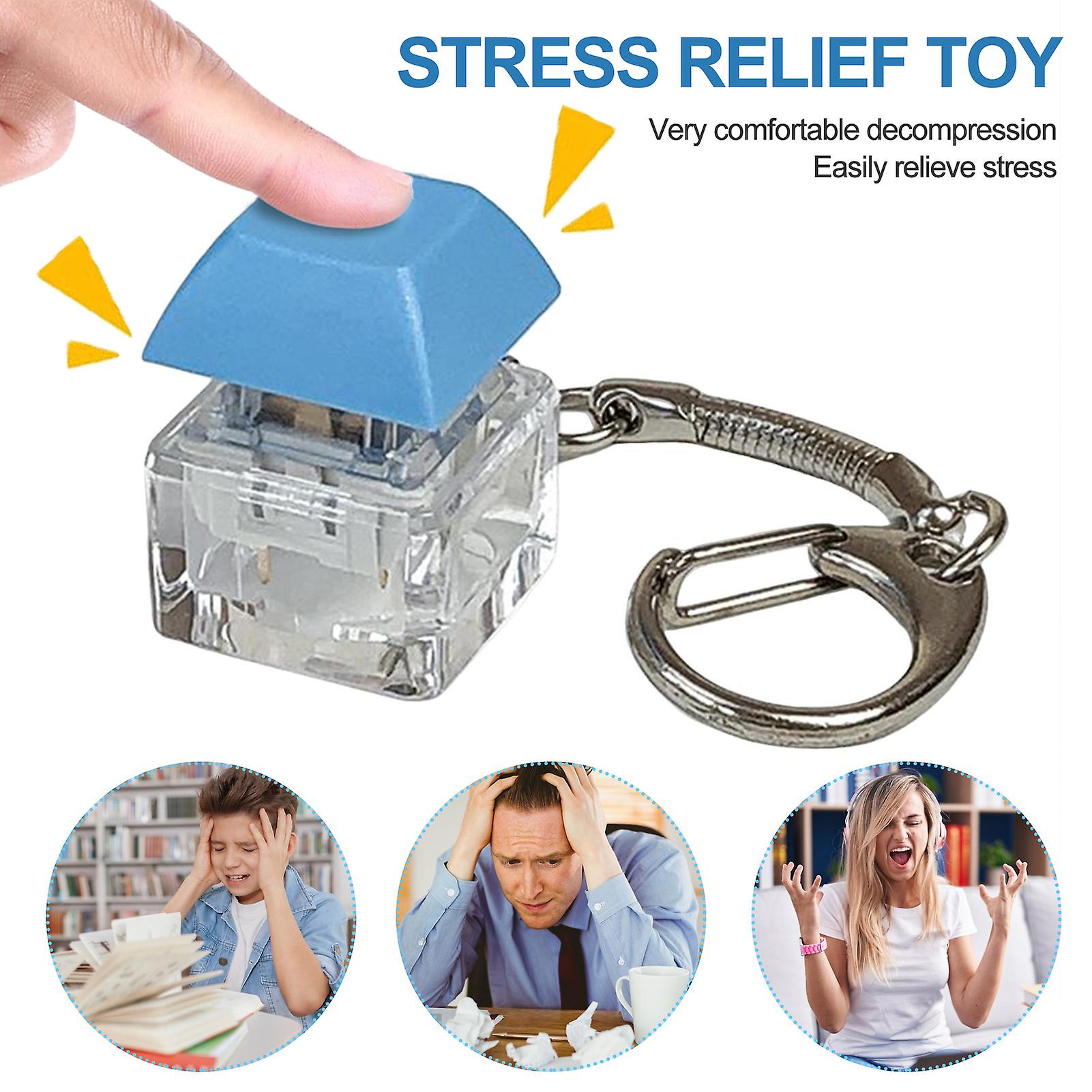 Fidget Toy Keyboard Keychain Stress Relief Toy Adults Kids Finger Press ...