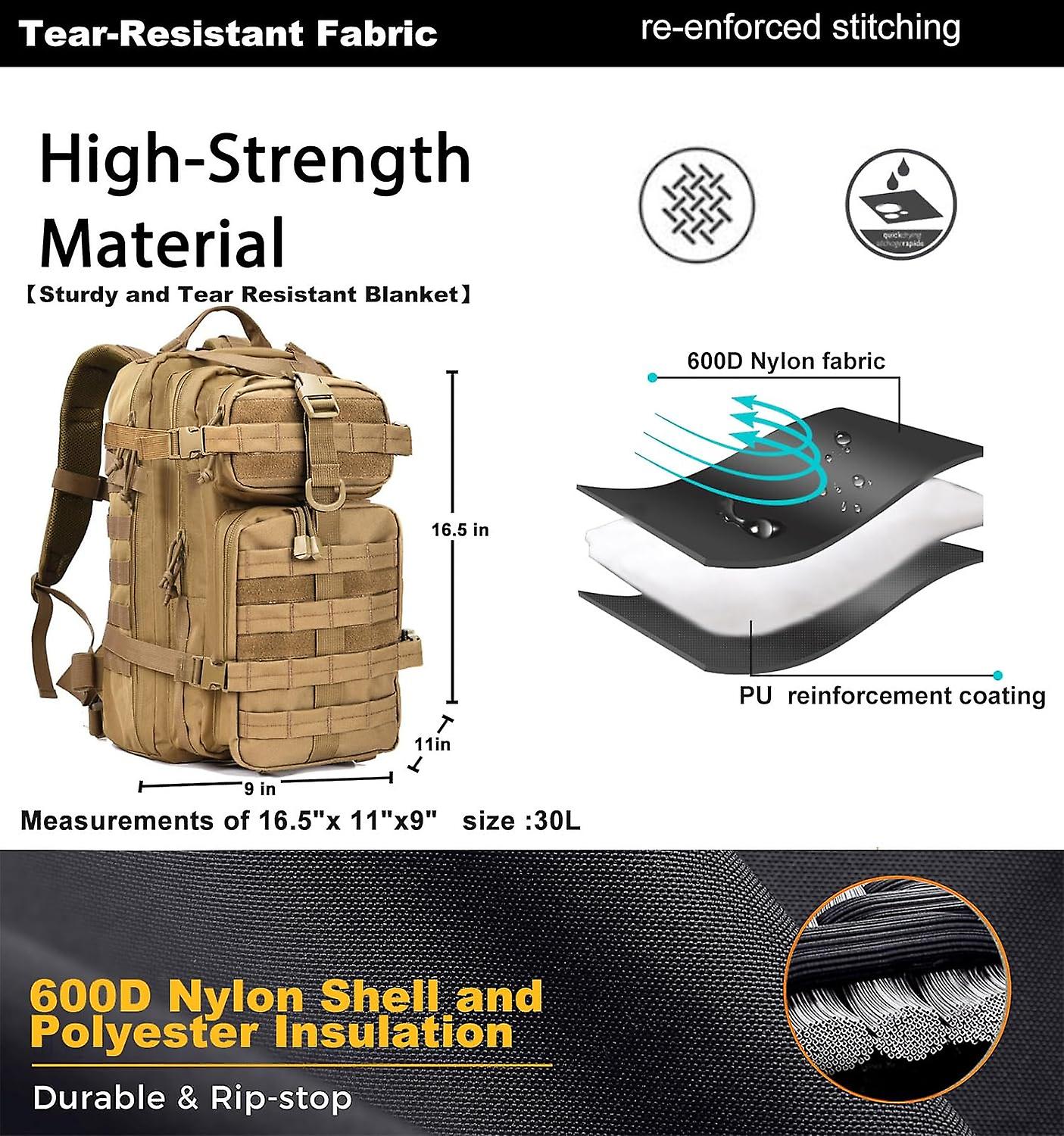 Small Tactical Backpack Military Daypack - 30L Backpack for Men Molle ...