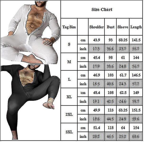 Men's One Piece Long Johns Night Pajama | Fruugo UK