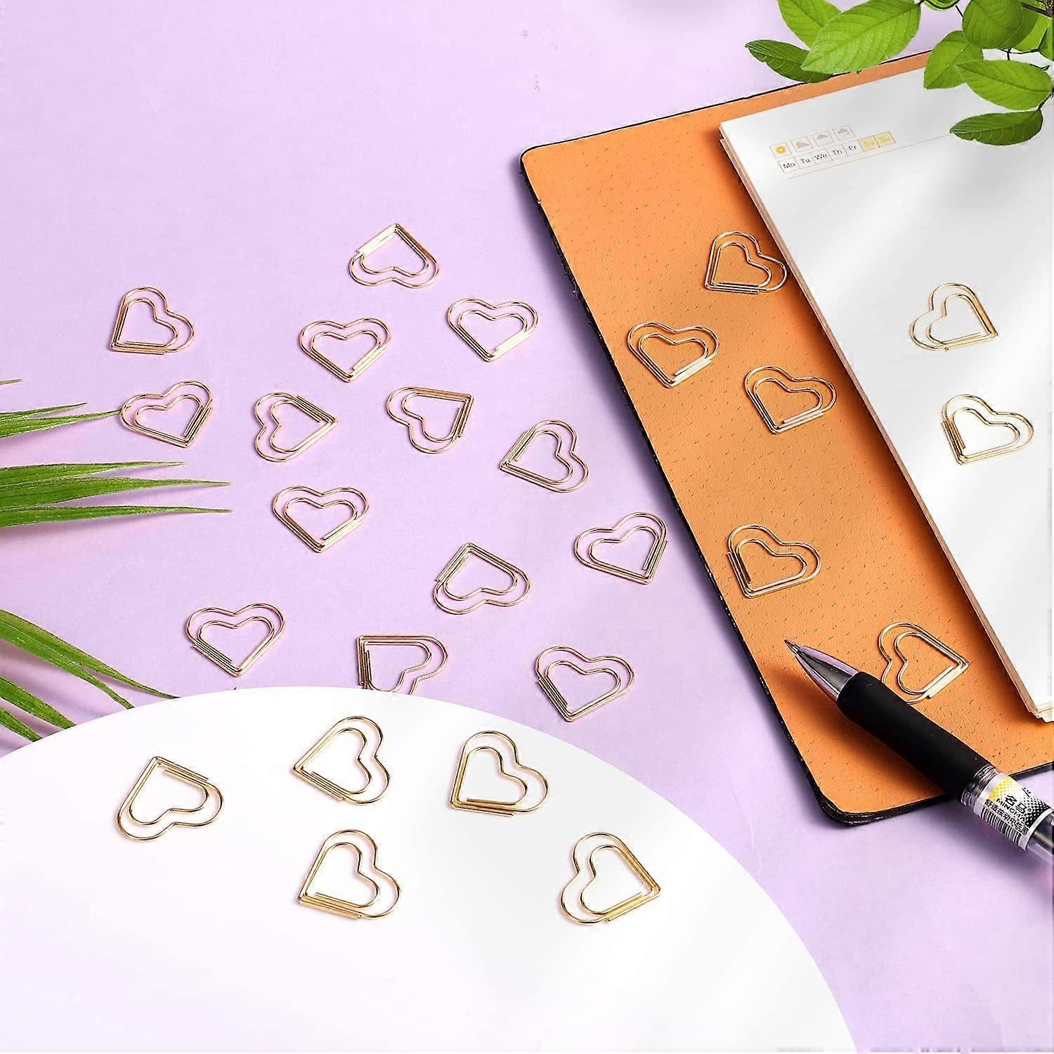 100pcs Mini Gold Heart Paper Clips, Small Cute Love Shaped Paper Clips ...