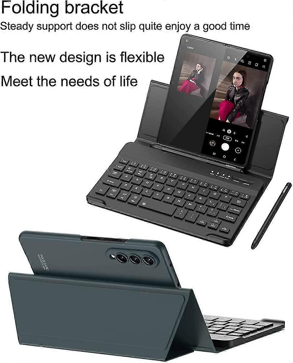 Leather Fold Stand Case Keyboard Compatible Samsung Galaxy Z Fold 4 ...