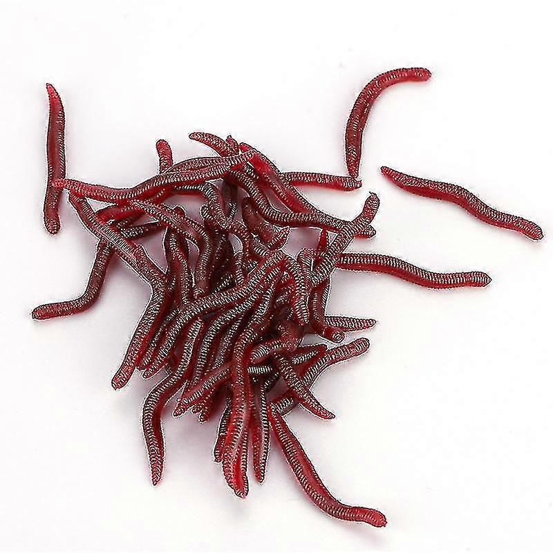 100pcs Soft Plastic Lifelike Fake Red Earthworm Artificial Worm Fishing ...