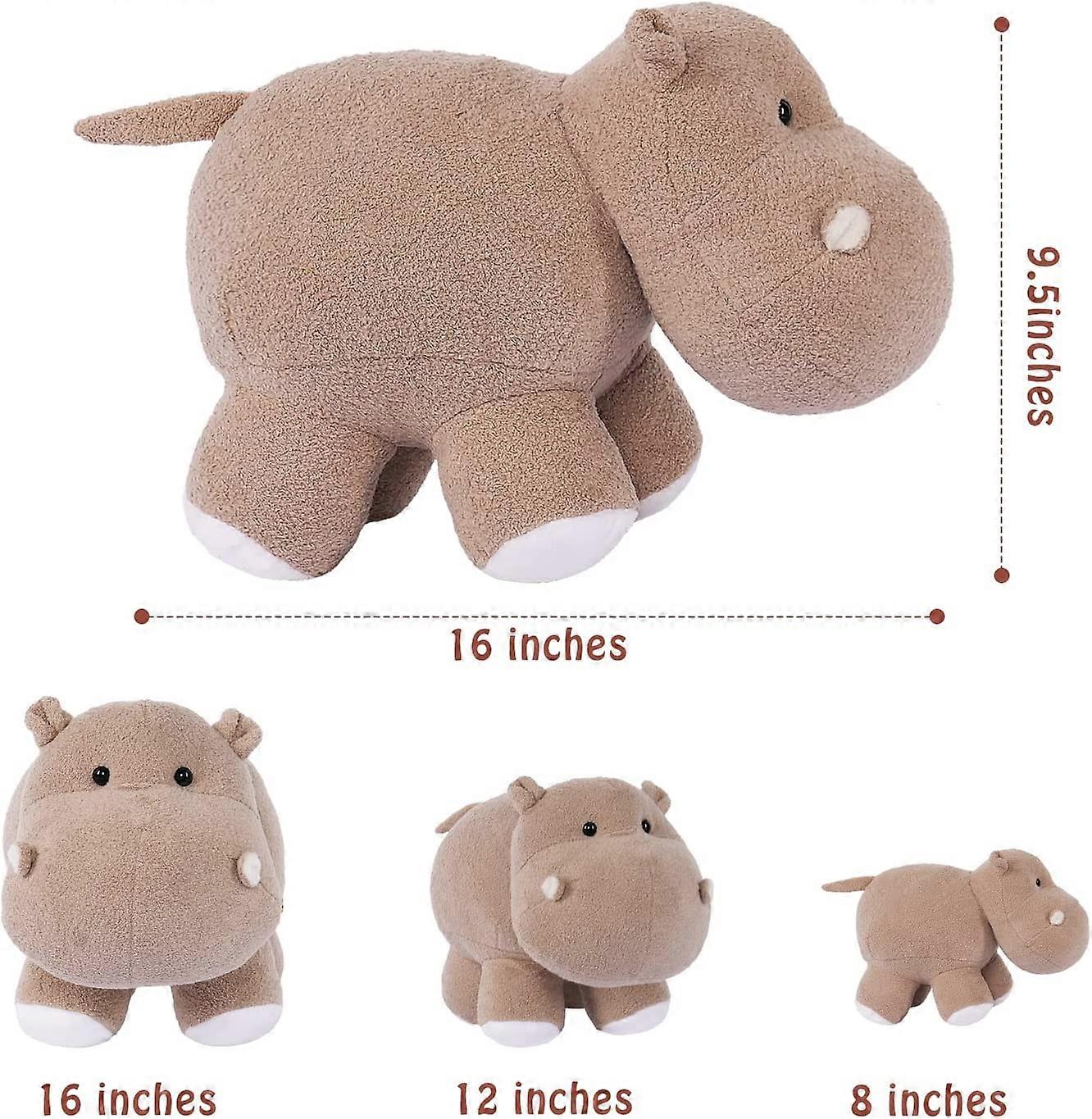Hippo Stuffed Animal - (Light Brown, 16 Inch) Soft Hippo Plush Toy Cute ...