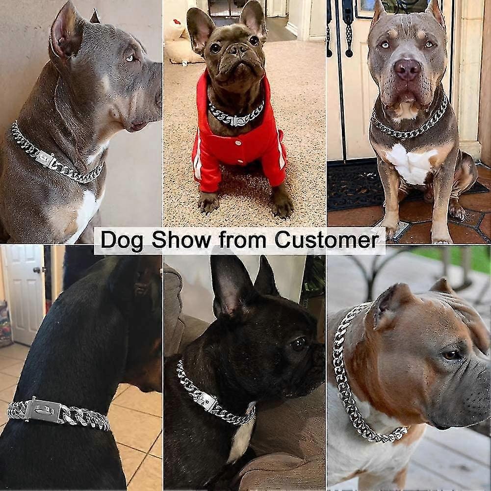Silver Dog Chain Collar Walking Metal Chain Collar With Design Secure ...
