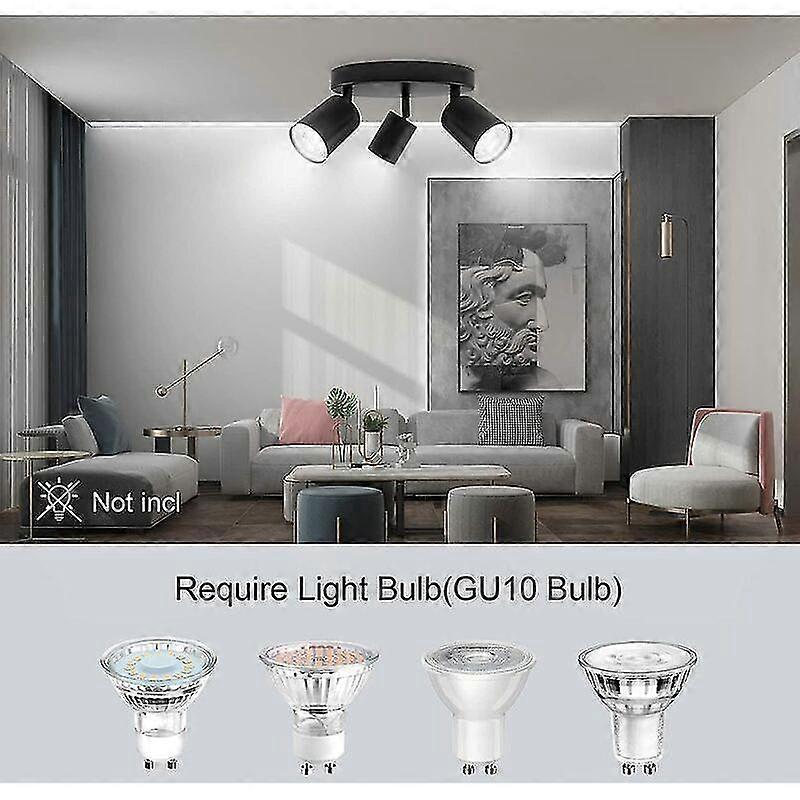 Round Ceiling Light, 3 Spot Ceiling Light Kitchen Ceiling Spotlight Led ...
